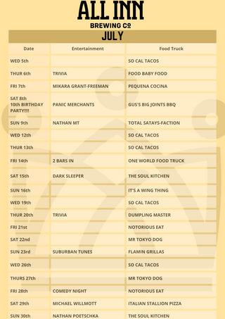 What's On At The Brewery? – All Inn Brewing Co